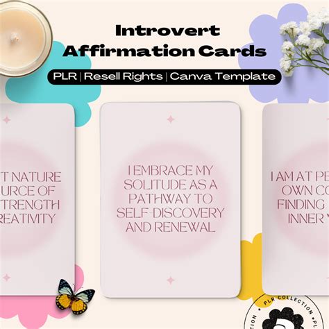 Plr Introvert Affirmation Cards Canva Template Commercial Use