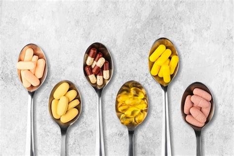 Premium Photo | Different dietary medical supplements pills.