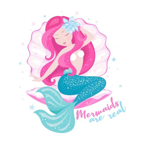 Premium Vector Beautiful Mermaid With Shell