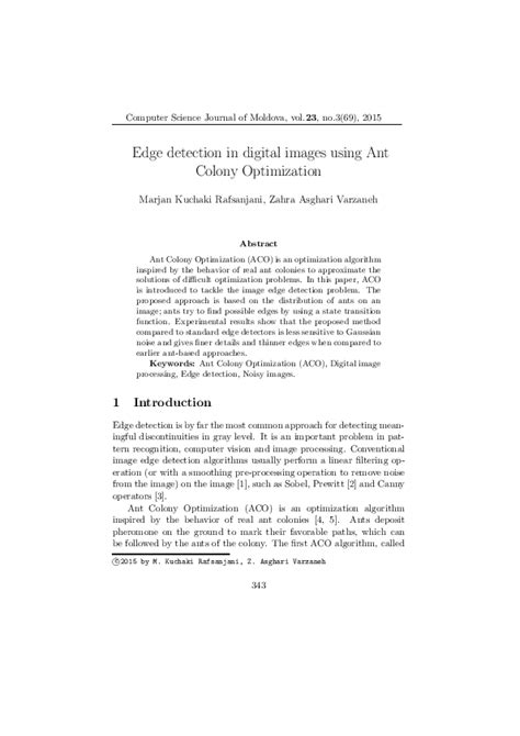 Pdf Edge Detection In Digital Images Using Ant Colony Optimization