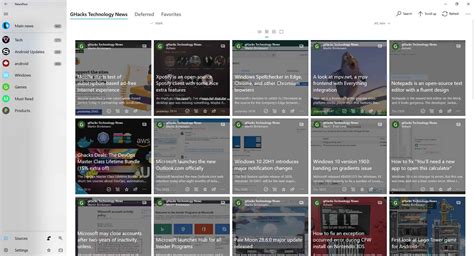 newsflow is a free customizable rss reader app for windows 10 ghacks tech news