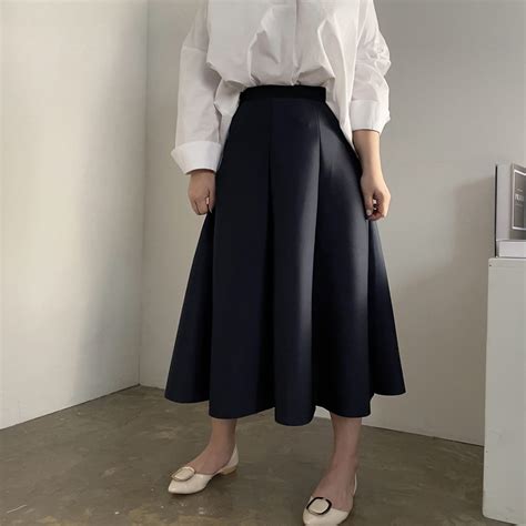 당출 네오 플레어 A라인 밴딩 롱 스커트 모임 하객룩 햅번스커트 에이블리
