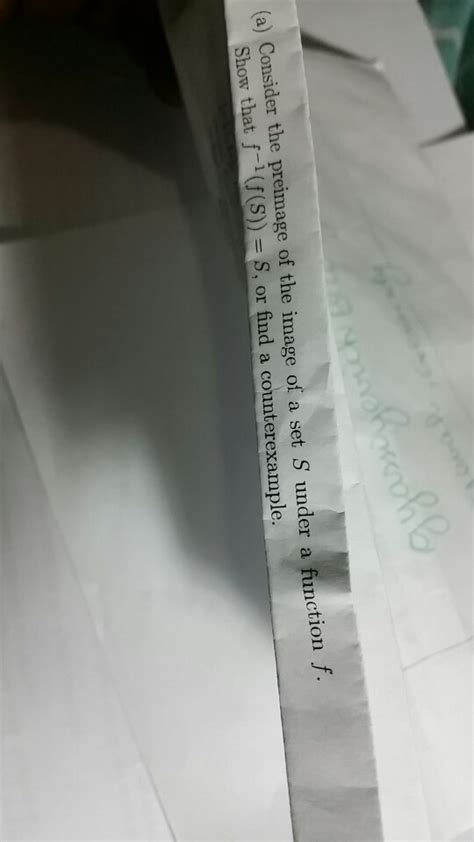 Solved A Consider The Preimage Of The Image Of A Set S Chegg Com