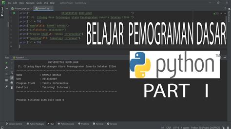 Belajar Bahasa Pemograman Dasar Python Part Youtube