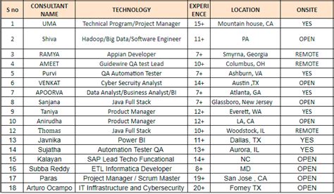 Pm Appian Developer Qa Power Bi Java Etl Informatica Developer Hotlist With Bench Info For