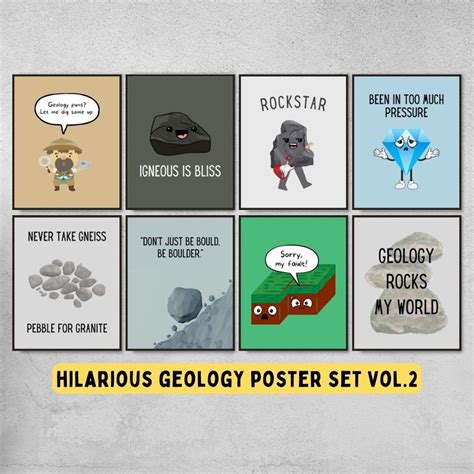 Set Of 8 Funny Geology Puns And Memes Printable Posters Etsy