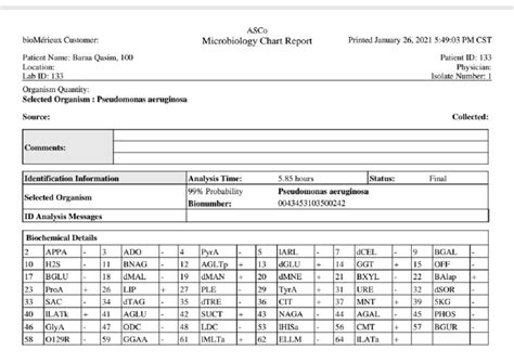 Result Sheet Of Vitek2system For Paeruginosa Download Scientific Diagram