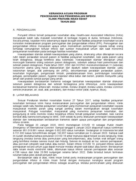 Kak Program Ppi Klinik Insan Sehat Pdf
