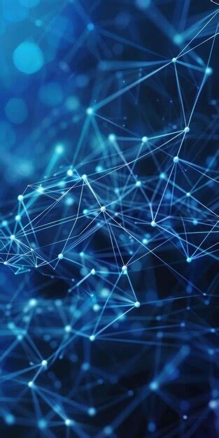 Abstract Blue Network Connections With Glowing Nodes Premium Ai Generated Image