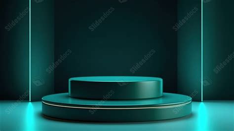 Display Stand In Dark Teal For Showcasing Products D Conceptualization Powerpoint Background