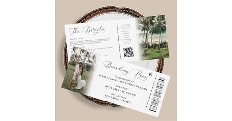 Tropical Destination Qr Code Boarding Pass Wedding Invitation Zazzle