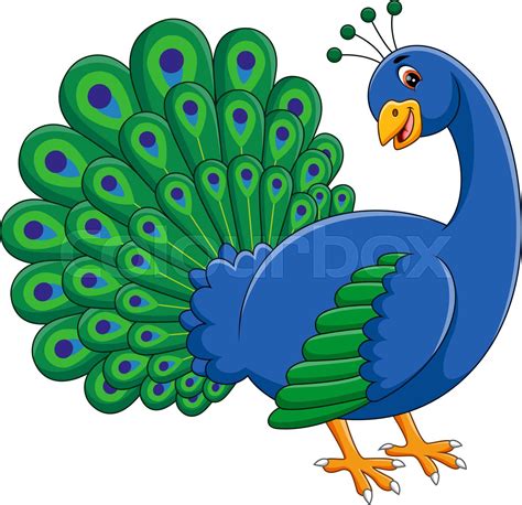 Illustration Of Cute Peacock Cartoon Stock Vector Colourbox