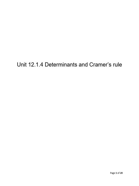 Determinants And Cramers Rule Pdf
