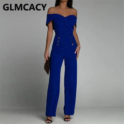 여성용 오프 숄더 우아한 파티 점프수트 시크한 슬림 작업 작업복 Aliexpress