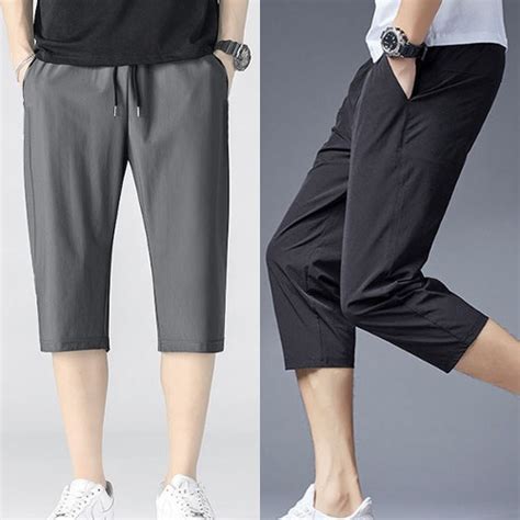 드레시백 베일리 나일론 스판 7부 바지 여름 데일리 냉장고 일자 카프리 팬츠 빅사이즈 커플 남녀공용 냉감 트레이닝복 밴딩 츄리닝 운동복 남자 포켓 쿨바지