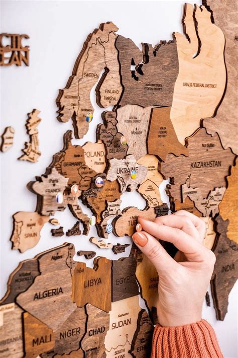 World Map Push Pin Wall Art With Free Pins Cork World Map Board Wooden