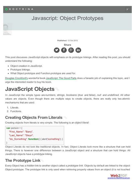 Object Prototypes Pdf Java Script Constructor Object Oriented