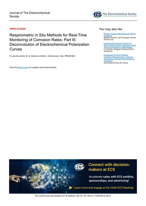 Pdf Respirometric In Situ Methods For Real Time Monitoring Of Corrosion Rates Part Iii