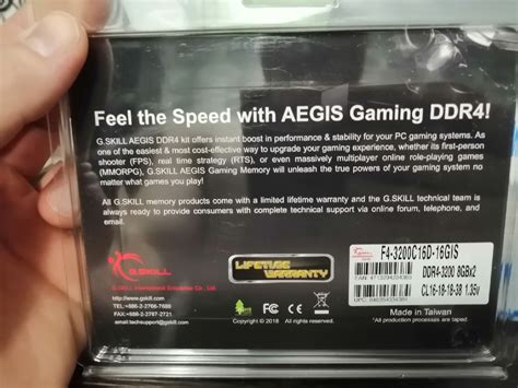 Оперативная память G Skill Ddr4 Aegis 16gb 2x8gb Kit 3200mhz Cl16 1 35v F4 3200c16d 16gis