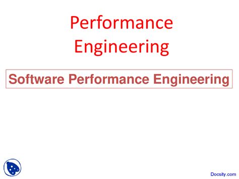 Software Performance Engineering Computer Systems Performance Evaluation Lecture Slides
