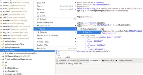 Zaproxy Pscanrules Test Error On Informationdisclosurereferrerscanruleunittest With Eclipse