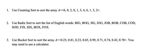 Solved Use Counting Sort To Sort The Array A