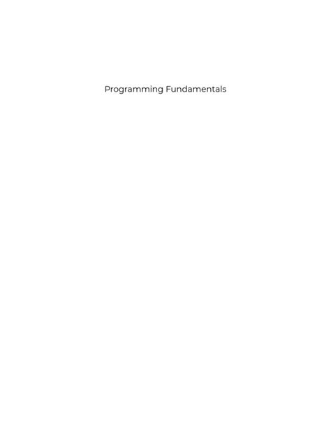 Programming Fundamentals Pdf Source Code Programming