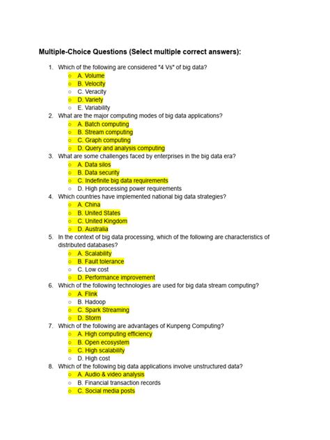 Chapter 1 Bigdata Introduction Questions Answers Pdf Big Data Data