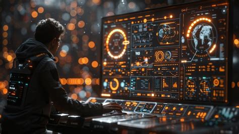 Premium Photo Futurelooking 3d Interface Above Laptop Computer