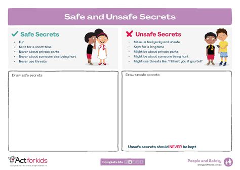 Safe And Unsafe Secrets Worksheet Emmy And Friends