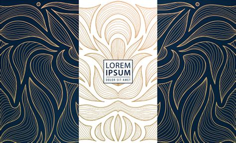 아트 데코 황금 꽃 패턴 현대 나뭇잎 프레임 와인 상자 패키지의 벡터 세트입니다 로얄 라인 장식 템플릿 자연 아름다움 라벨