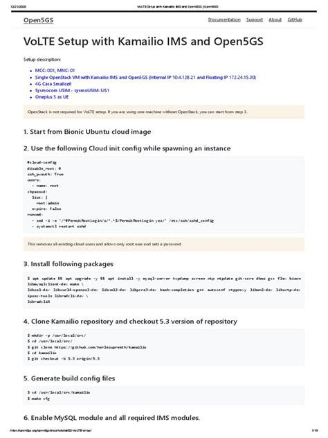 Volte Setup With Kamailio Ims And Open5gs Open5gs Pdf Ip