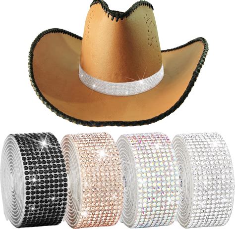 Yuxung 4 Pcs Hat Band For Men Women Rhinestone Hat Bands