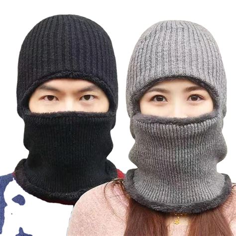 코랄 플리스 겨울용 비니 모자 남성용 모자 스카프 따뜻한 통기성 양모 니트 발라클라바 여성용 더블 레이어 보호 캡스컬리스