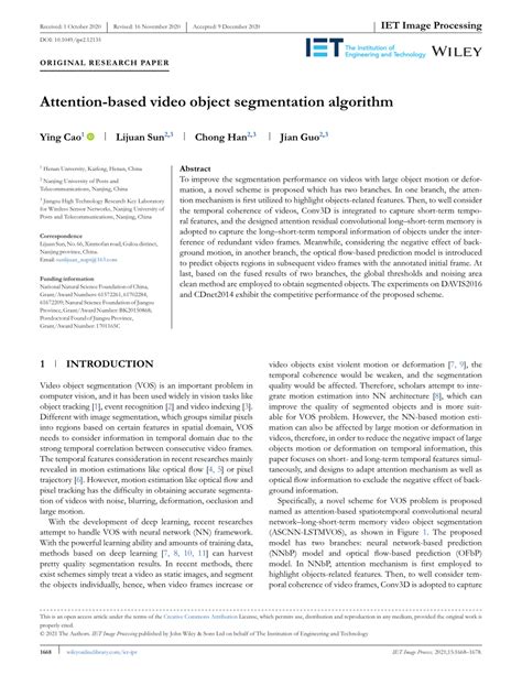 Pdf Attention‐based Video Object Segmentation Algorithm
