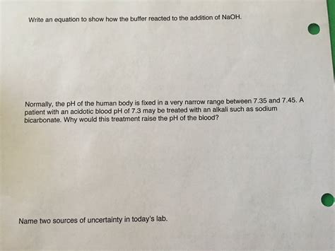 Solved How Did The PH Of Solution A Change After The Chegg Com