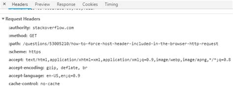 How To Force Host Header Included In The Browser Request Stack