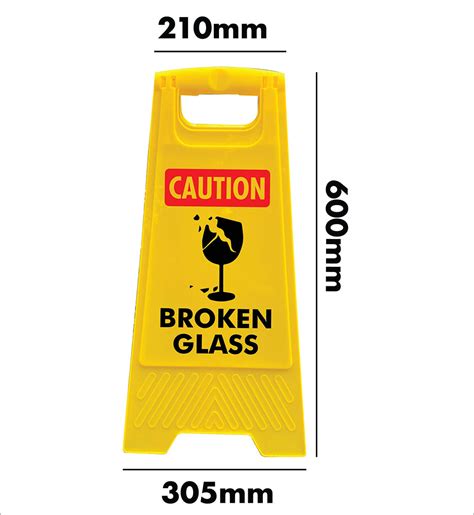 Yellow A Frame Caution Broken Glass New Signs