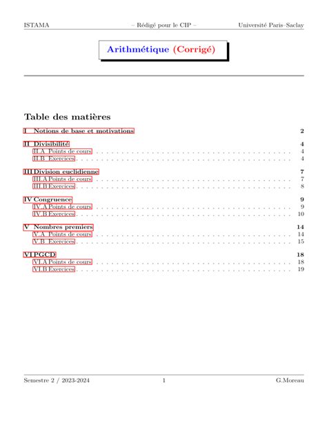 Arithmétique Partie 2 Avec Correction