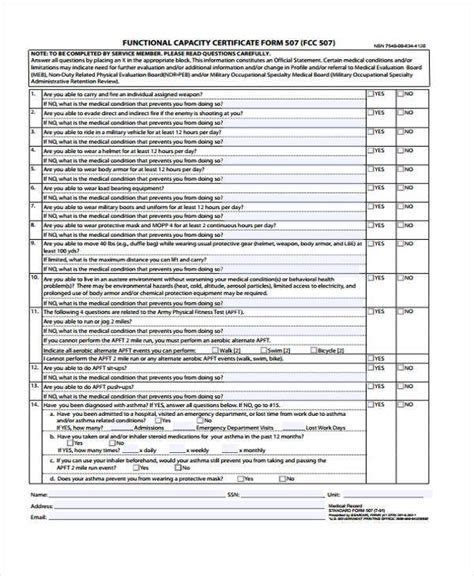 Functional Capacity Evaluation Template