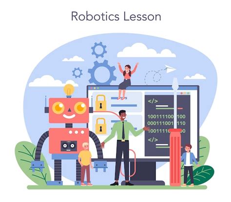 Premium Vector Robotics School Subject Concept Robot Engineering And