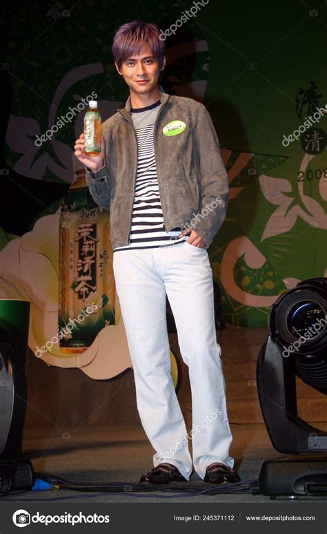 Taiwanese Actor Vic Chou Poses Promotional Event Tea Drink Shanghai