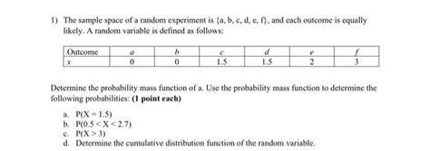 Solved 1 The Sample Space Of A Random Experiment Is