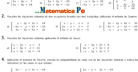 ResoluciÓn De Sistemas De Ecuaciones Lineales Ejercicios Resueltos
