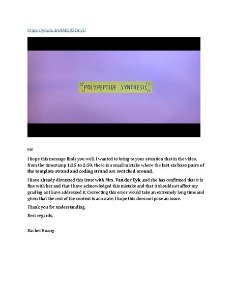 Document Polypeptide Synthesis Model Assessment Youtu Iak3jf2onyu Hi I Hope This Message