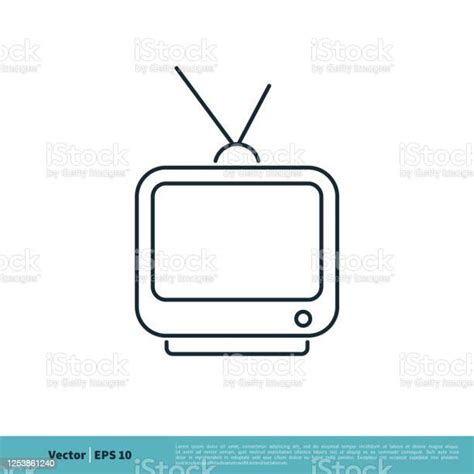텔레비전 아이콘 벡터 로고 템플릿 일러스트 디자인 벡터 Eps 10 Screening에 대한 스톡 벡터 아트 및 기타 이미지