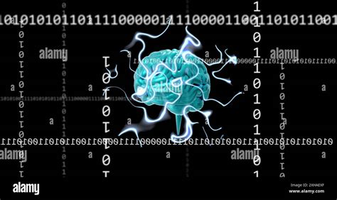 Digital Brain Surrounded By Binary Code Representing Artificial
