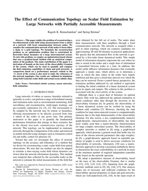 Pdf The Effect Of Communication Topology On Scalar Field Estimation