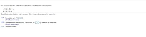 solved use gaussian elimination with backward substitution