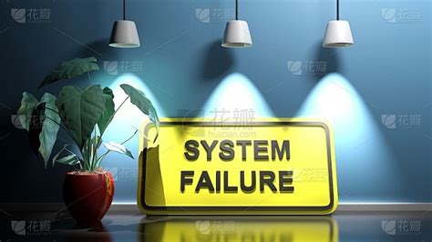 系统故障黄色标志在蓝色墙壁 3d渲染插图